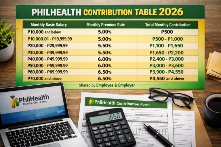 PhilHealth Contribution Table 2026 (Updated Rates & Complete Guide)